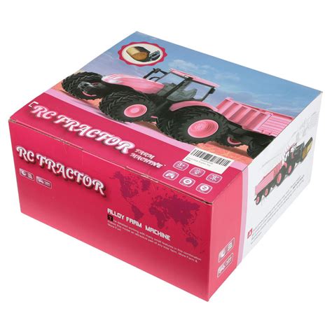 124 Remote Control Pink Tractor Toy Set With Trailer Loader Duals