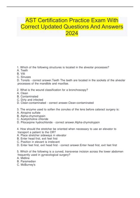 Ast Certification Practice Exam With Correct Updated Questions And