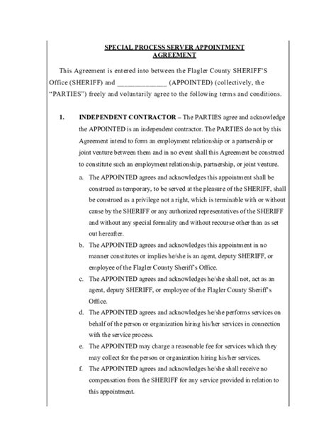 Fillable Online Special Process Server Appointment Agreement Fax Email Print Pdffiller