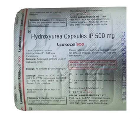 500mg Leukocel Hydroxyurea Capsules At ₹ 151strip Myelostat In