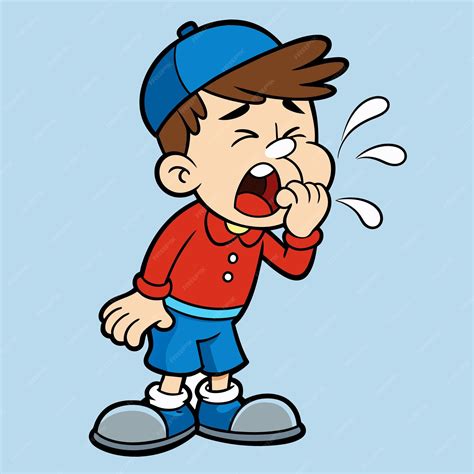 Premium Vector Boy Sneezing Cartoon Illustration
