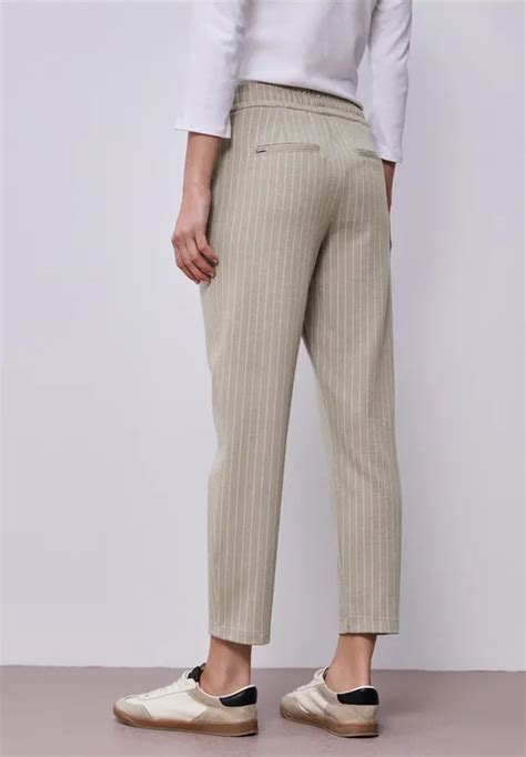 Street One Straight Legs Broek Met Strepen Voor Dames In Beige Bonny