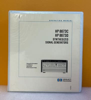 Hp Agilent 08673 90070 1987 Synthesized Signal Generators Operating