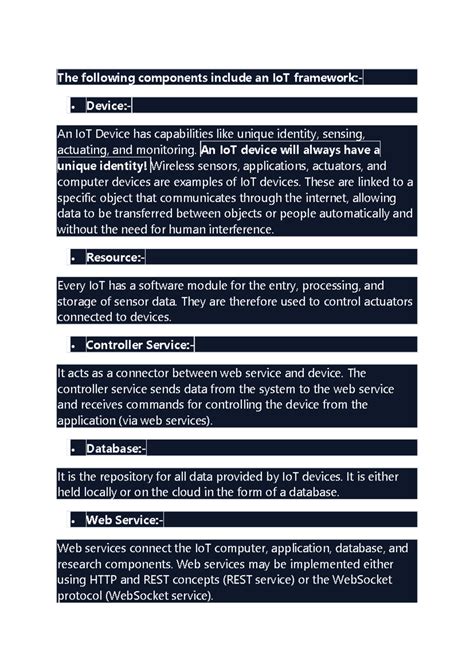 Iot Levelss Dsa The Following Components Include An Iot Framework