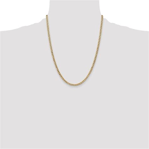 22 Inch 14k Yellow Gold 335mm Semi Solid Curb Chain Necklace Goldia