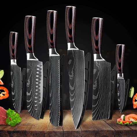 Damast 7cr17 Rvs Keukenmessen Set Cleaver Snijden Vicedeal