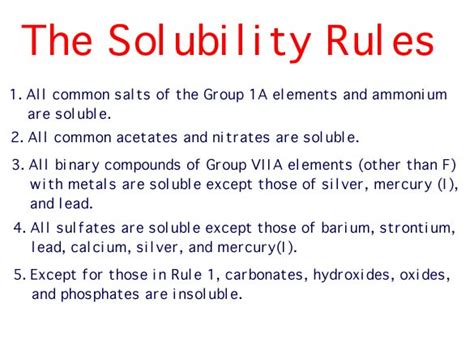 Solubility Rules Zumdahl