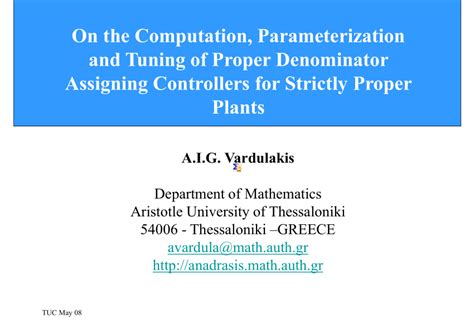 Pdf On The Computation Parameterization And Tuning Of Proper