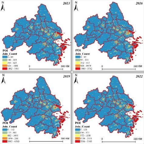 spatial distribution of poi data in the yrd urban agglomeration