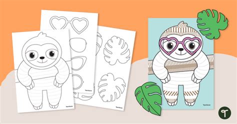 Funky Sloth Craft Template Teach Starter
