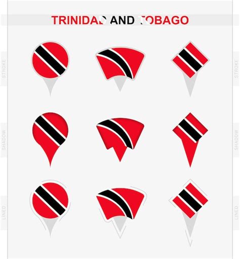 Premium Vector Trinidad And Tobago Flag Set Of Location Pin Icons Of