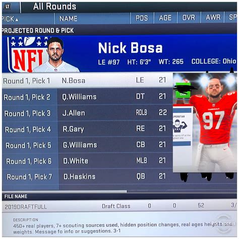 Xbox One New Madden Draft Class All Players Are Real 450 Updating As Combine Continues