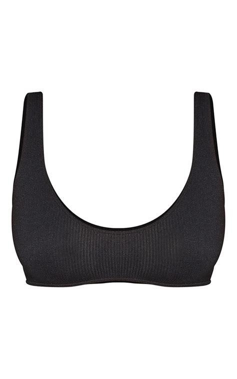 Recycled Black Seamless Micro Underboob Bra Prettylittlething Usa