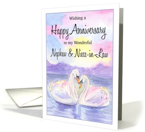 Swans For Nephew And Niece In Law Happy Wedding Anniversary Card