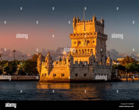 Beautiful Image Of The Famous Belem Tower At Sunset In Lisbon Portugal