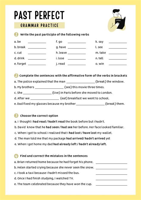 Past Perfect Worksheet Grammar Worksheets Past Perfect Tense