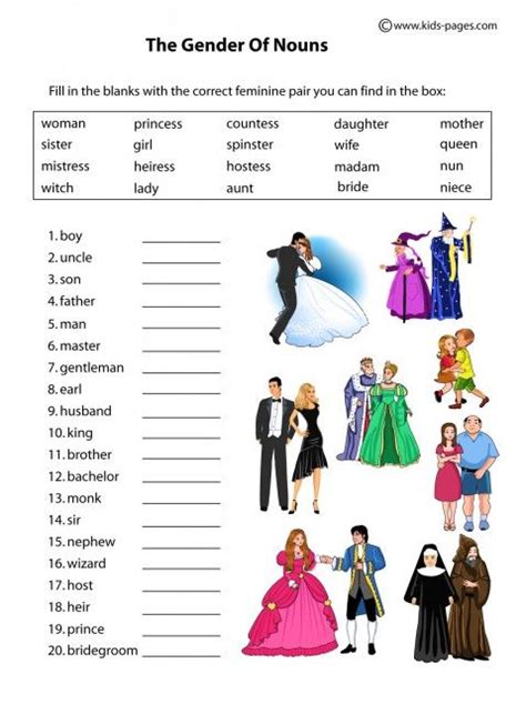 Gender Of Nouns Worksheet For Grade 3 Noun Worksheets