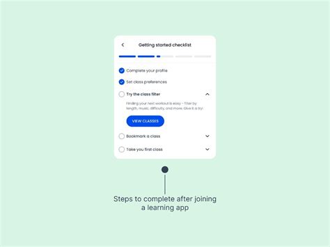 Ui Card For Completing Steps Before Taking The First Class Card Ui