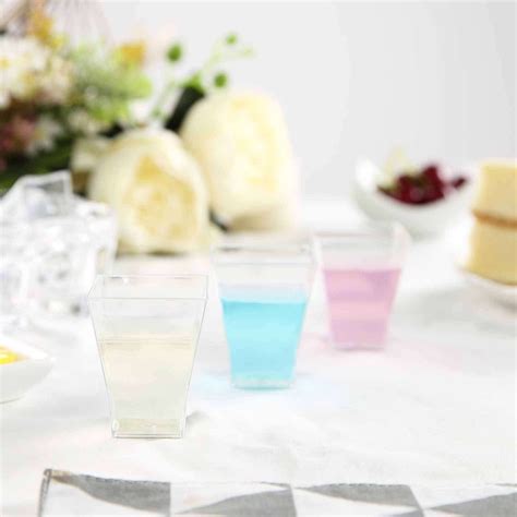 Square Plastic Shot Glasses 2oz Clear Efavormart