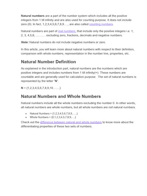 Natural Numbers Pdf