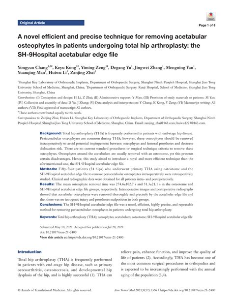 Pdf A Novel Efficient And Precise Technique For Removing Acetabular