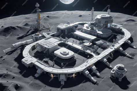 Premium Photo Design A Futuristic Moon Base With Modular Habitats