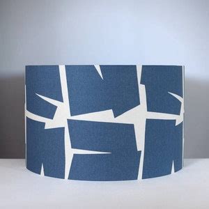Blue Geometric Scandinavian Lampshade Gold Lining Option Funky Scandi