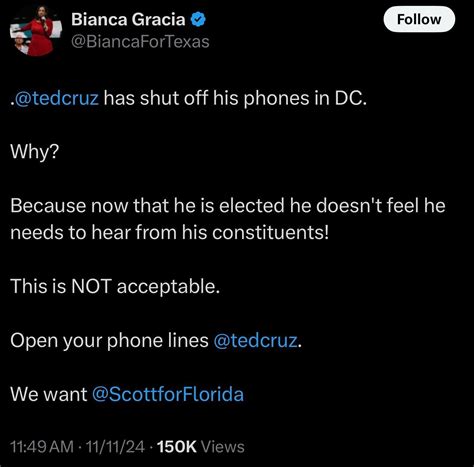 Ted Is Hiding From His Maga Friends Who Want Him To Vote For Rick Scott