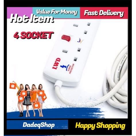 Ready Stock LWD 4 Gang Way Extension Trailing Socket 5m Shopee Malaysia