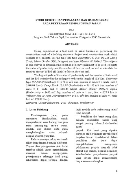 Contoh Perhitungan Pemakaian Bbm Alat Pdf