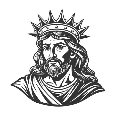 Jesus Wearing Crown Vector Art Illustration Premium Ai Generated Vector