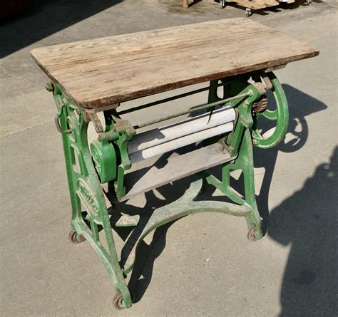 Pine Top Mangle Or Cast Iron Industrial Garden Table Aw104 La543525