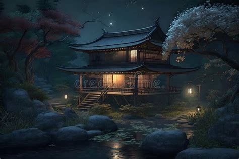 Sakura Trees Temple Japan Stock Illustrations 536 Sakura Trees Temple