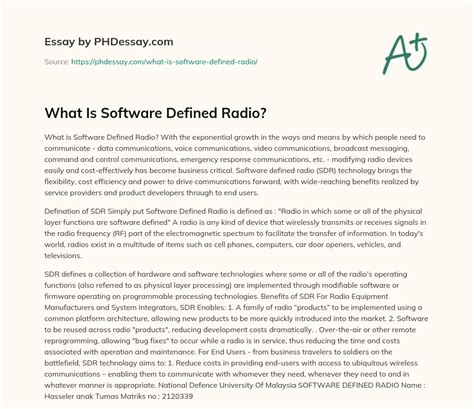 What Is Software Defined Radio Words PHDessay Com