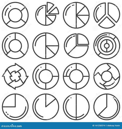 Pie Chart Line Icons Set Stock Vector Illustration Of Icon 161258374