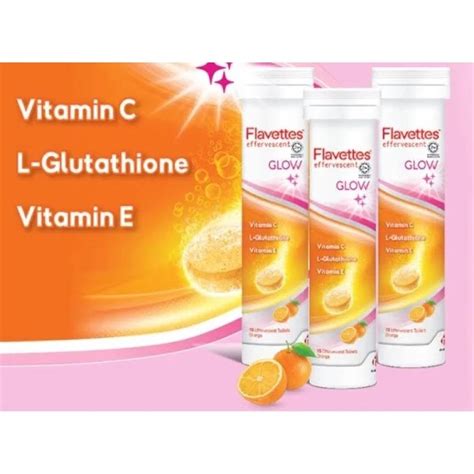Flavettes Effervescent Glow Vit C 1000mg Vit E 15iu Glutathione 50mg 15 Tablets Shopee Malaysia