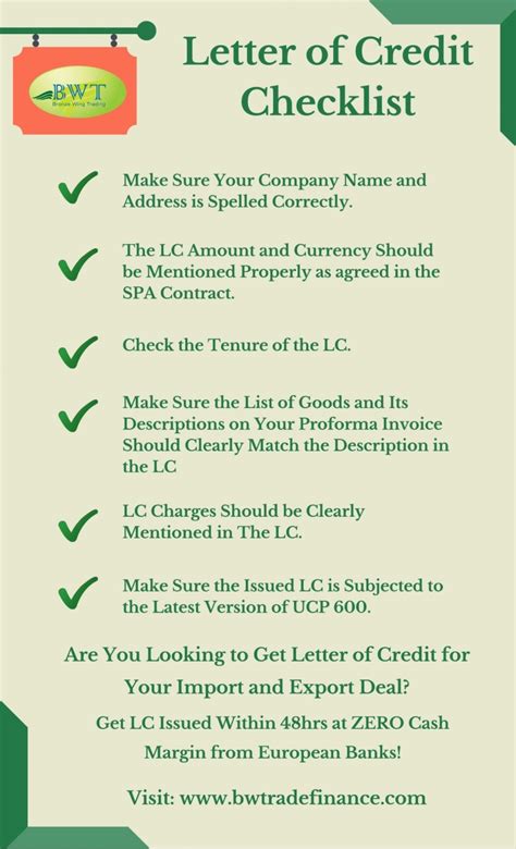 Infographics Letter Of Credit Checklist How To Review Lc At Sight