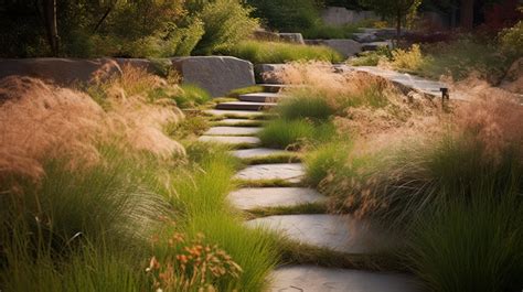 Path Grass Garden Between And Rocks Backgrounds  Free Download