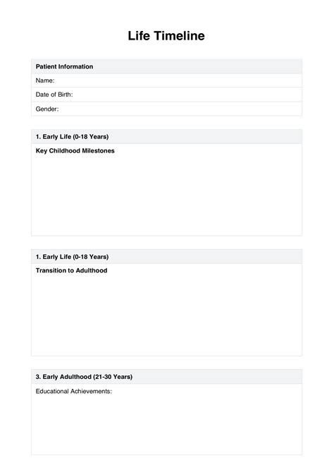 Printable Trauma Timeline Worksheet