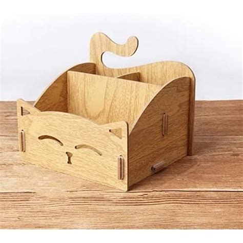 Pot À Crayons En Bois À Assembler Soi Même En Forme De Chat Mignon
