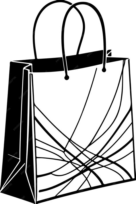 Shopping Bag Vector Line Art Isolated White Background 15 Premium Ai