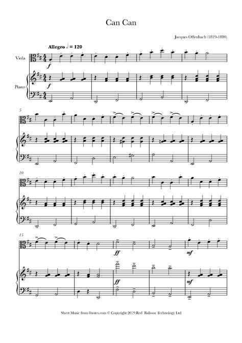 Offenbach Jacques Can Can From Orpheus In The Underworld For Viola