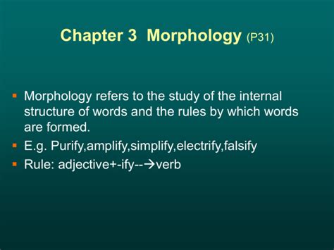 Morphology Word Structure And Formation