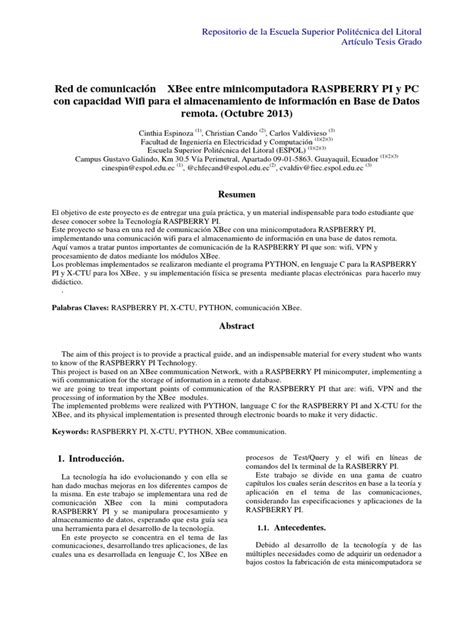 Red De Comunicación Xbee Entre Minicomputadora Raspberry Pi Y Pc Con Capacidad Wifi Para El