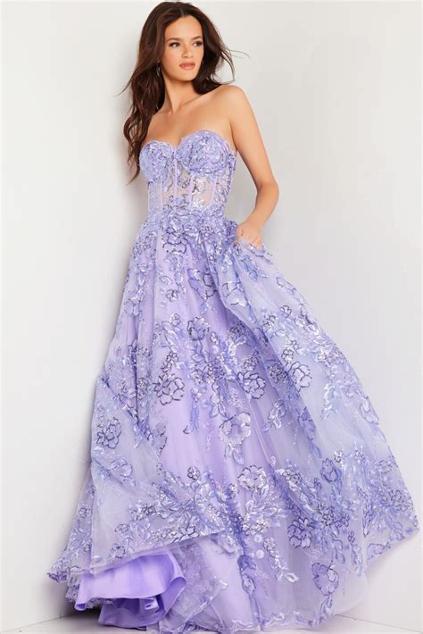 Lilac Corset Bodice Embroidered Ballgown 26223 Jovani
