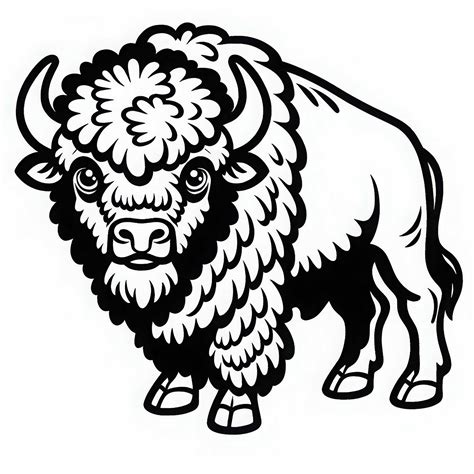 Bison Gambar Warna Sederhana Gratis