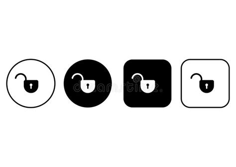 Set Of Outline Opened Lock Icons Security Symbols Buttons Stock Vector Illustration Of