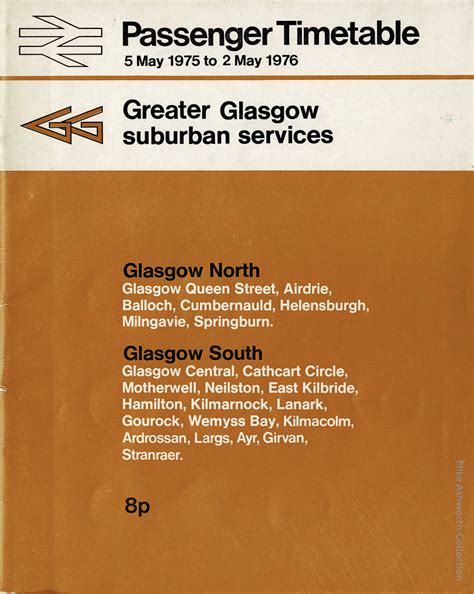 British Rail Greater Glasgow Suburban Services Timetable 1975 Flickr