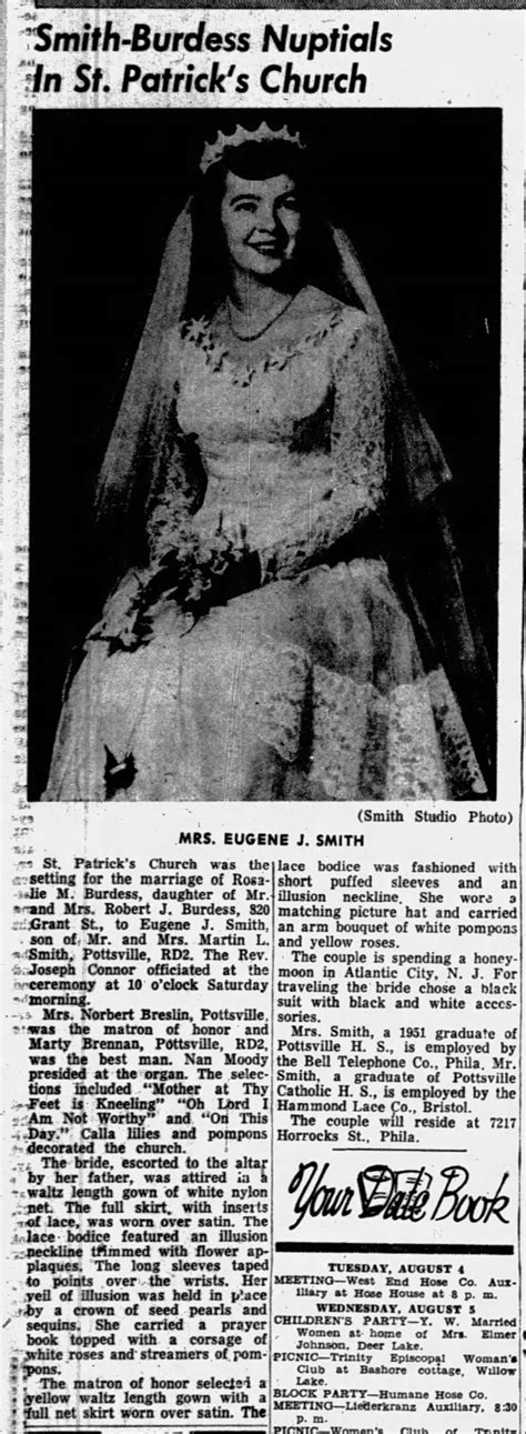 Rosalie Burdess Marries Gene Smith Aug 1953 ™