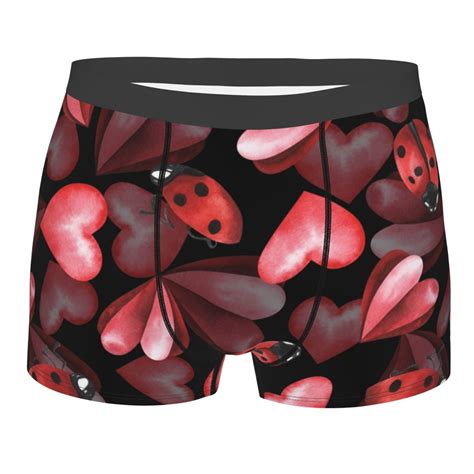 Disketp Ladybugs And Red Hearts Mens Boxer Briefs Soft And Breathable